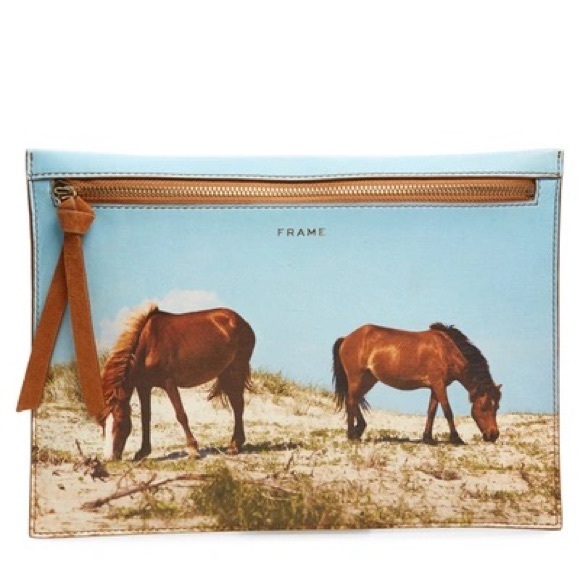 Frame Denim | Bags | Frame Leather Horse Landscape Pouch Clutch Bag ...